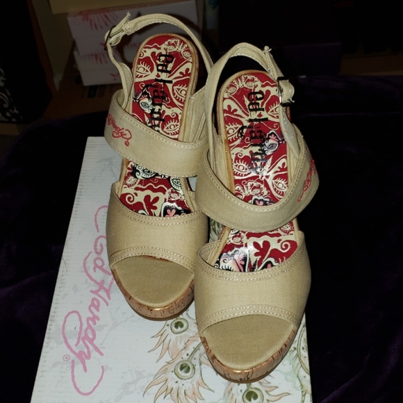 Ed Hardy | Shoes | Original Ed Hardy Cork Wedges | Poshmark